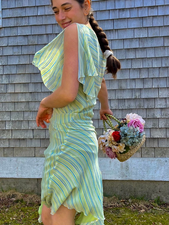 Spring Green Silk Dress with Turquoise - Gem