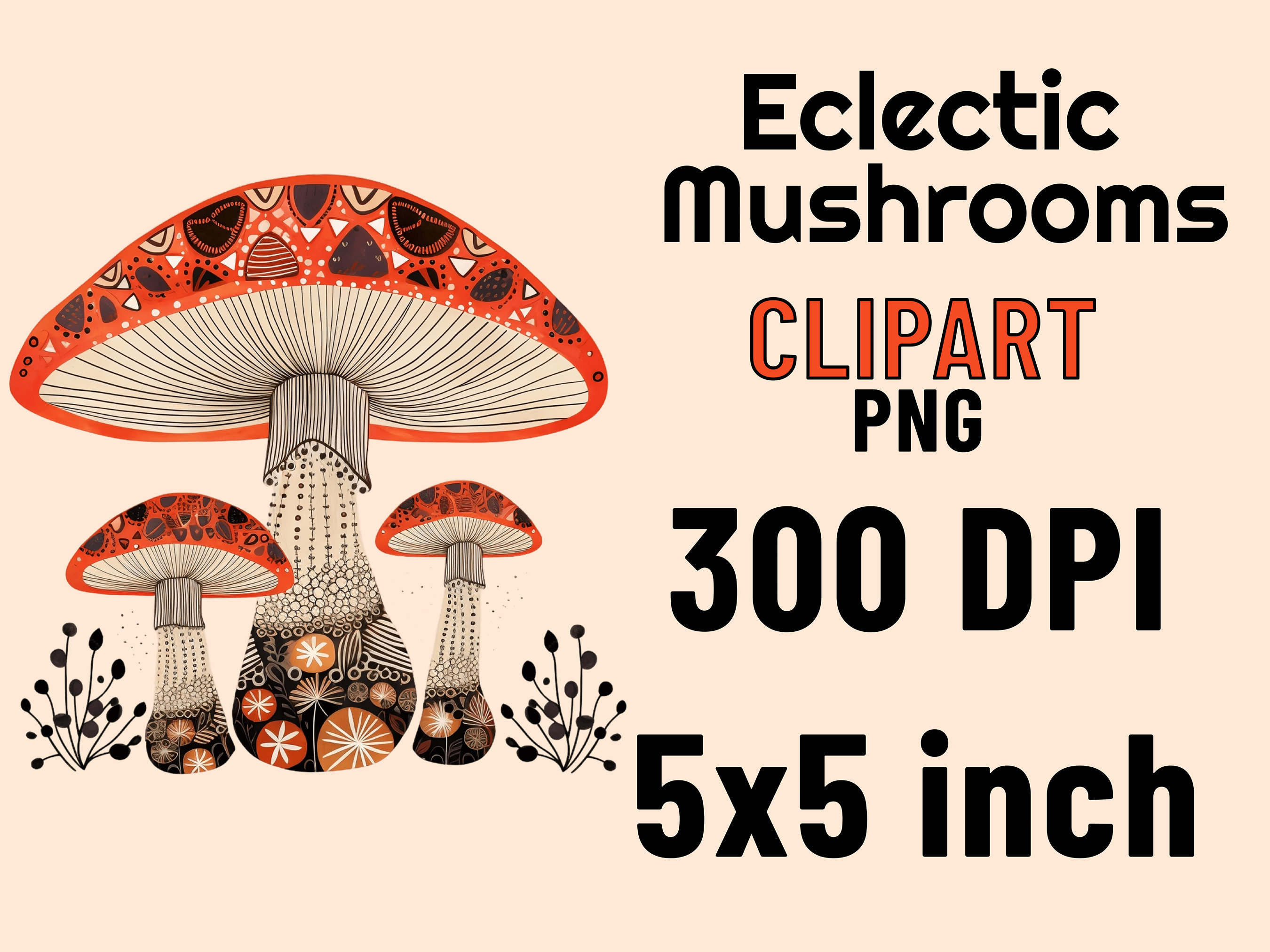 Vintage Mushroom PNG Clipart, Eclectic Clip Art Bundle, Mushroom Clip ...