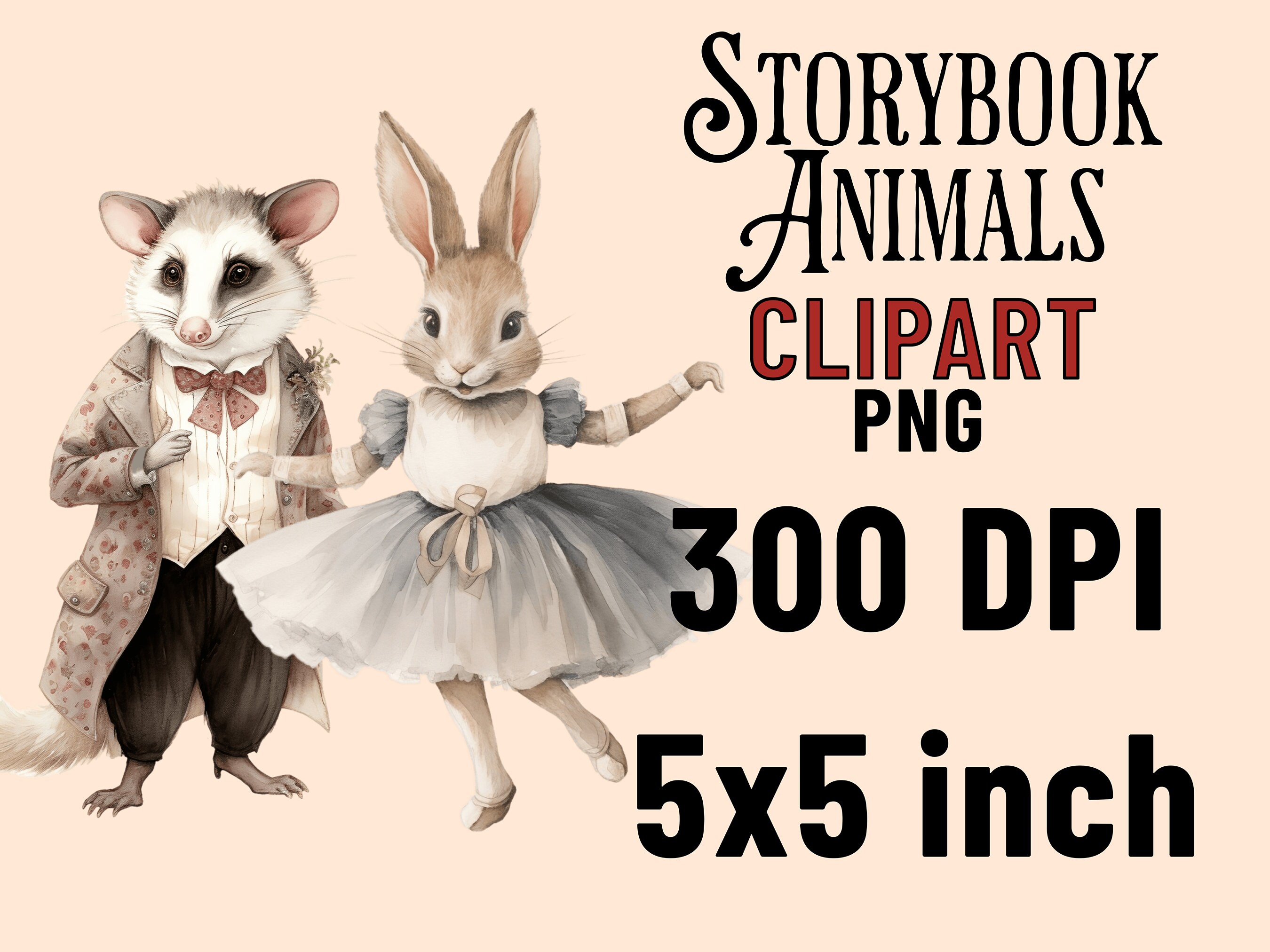 Storybook Animals Clipart, Vintage Fairytale Clip Art, Animal Pngs ...
