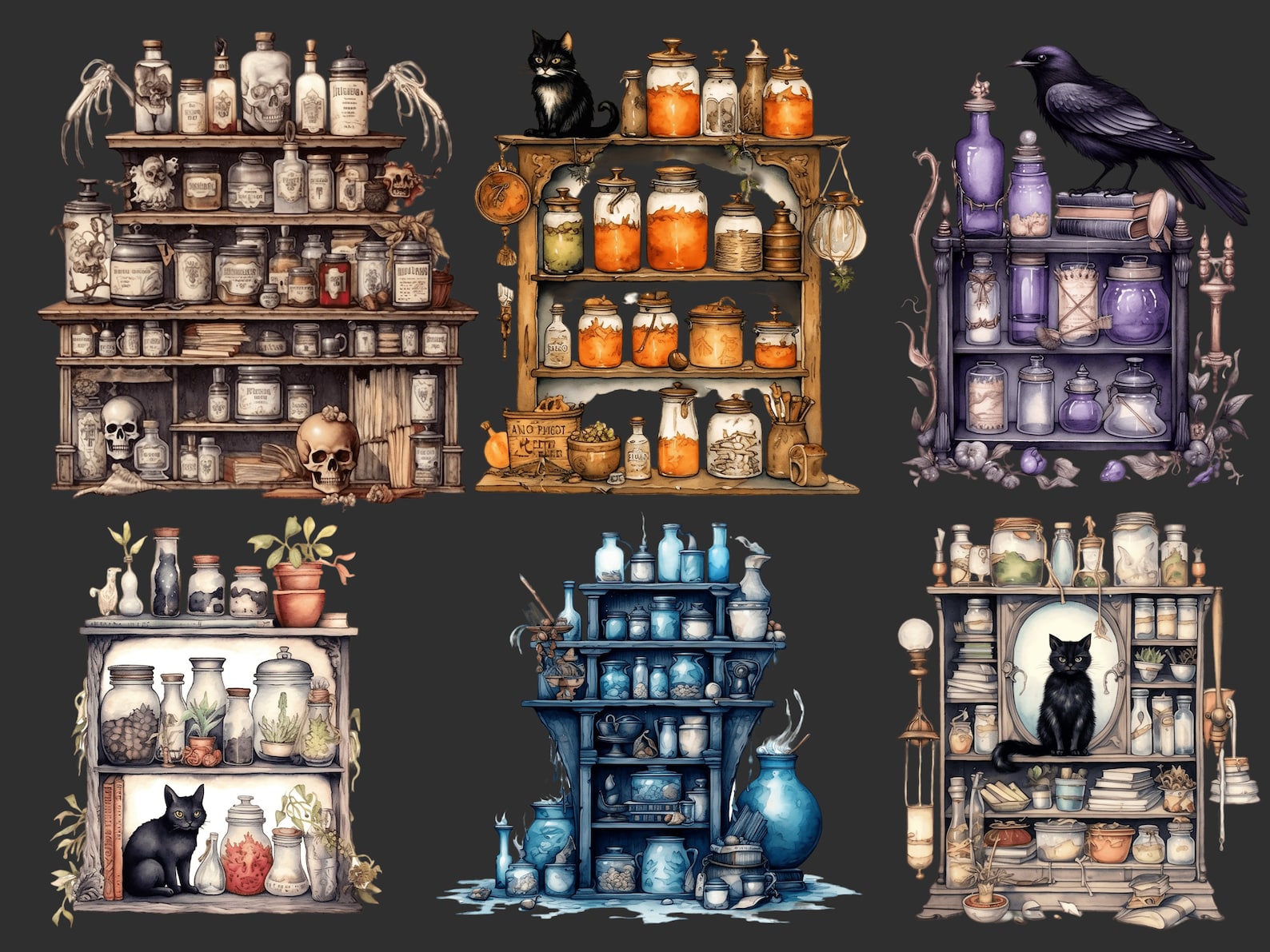Apothecary Clipart, Witchcraft PNG Bundle, Wiccan Clip Art, Occult PNG, Magical Pngs, Magic ...