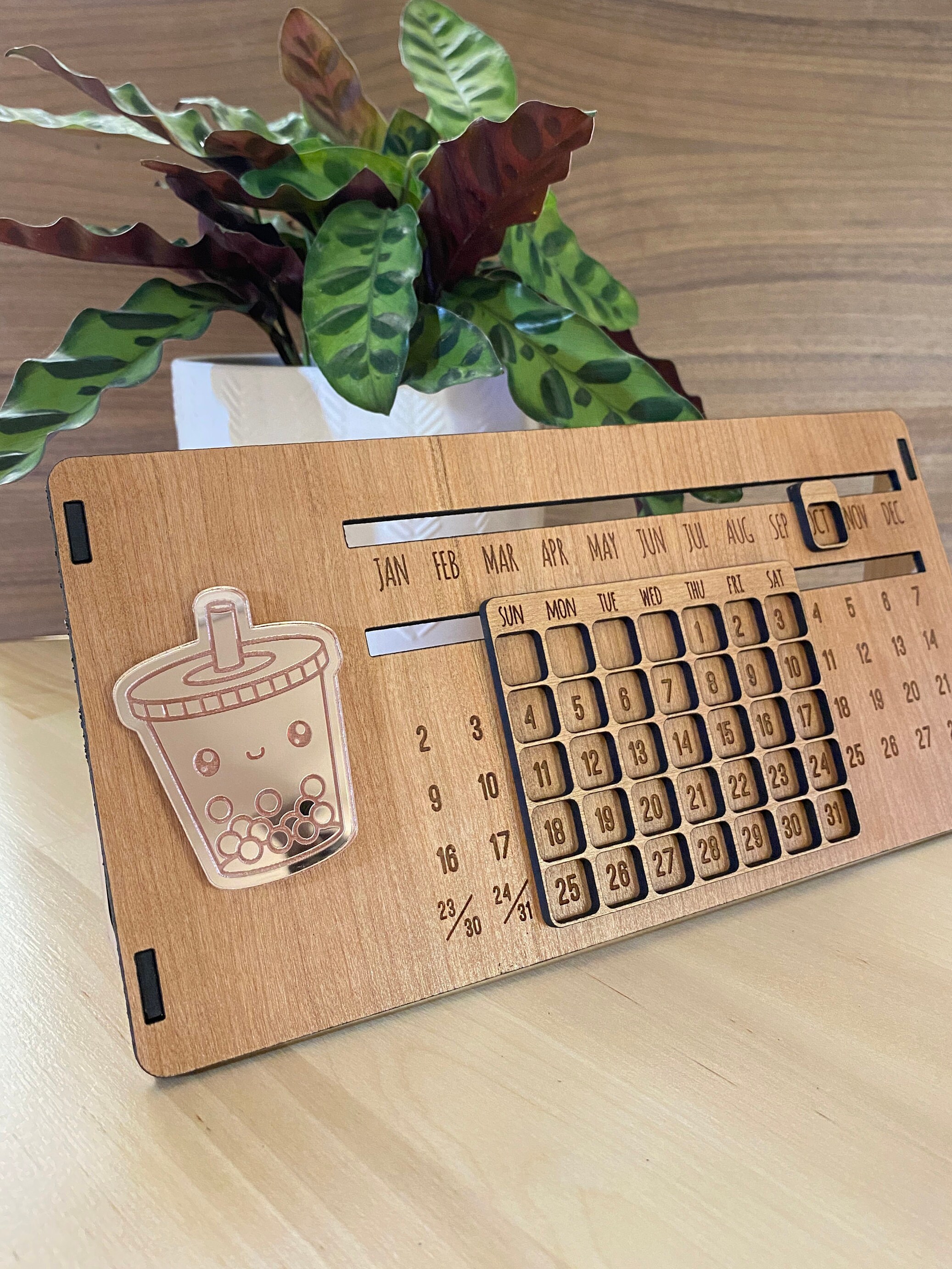 Perpetual Calendar, Desk Calendar, Personalized Custom Wooden Calendar ...