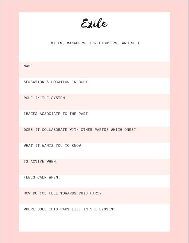 Internal Family Systems Worksheets (IFS) - Etsy
