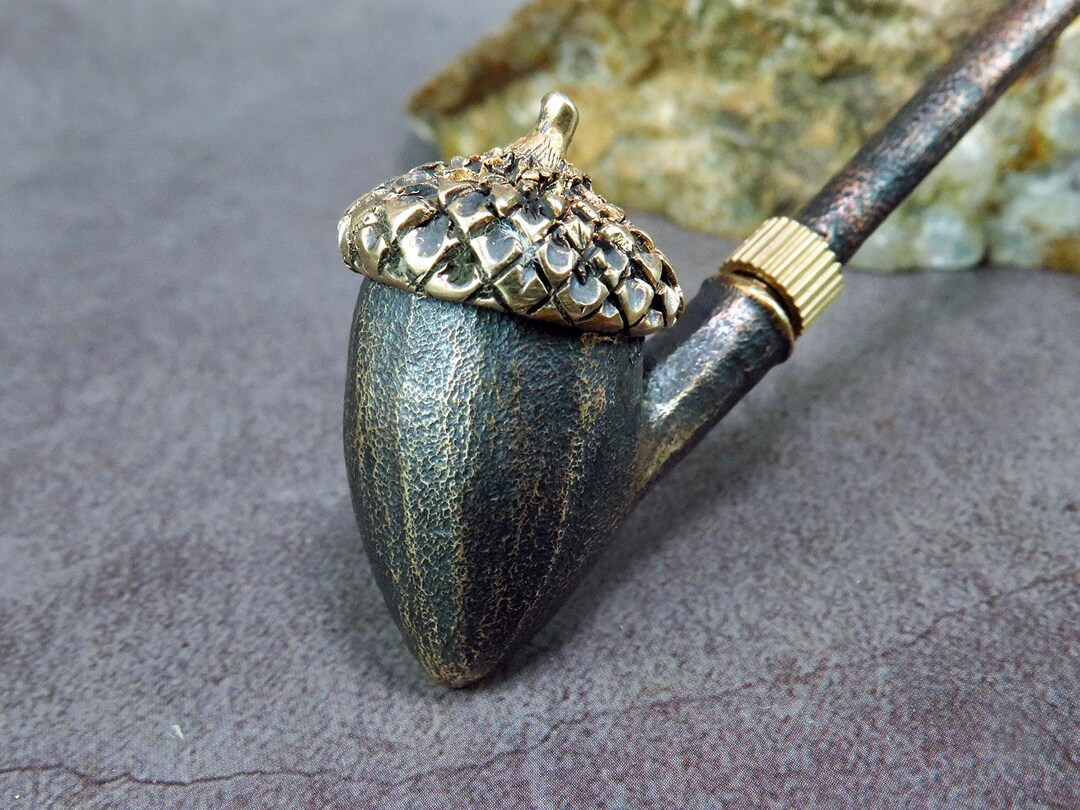 Oak Acorn Churchwarden Pipe With Lid, Handcrafted Bronze Set, Freehand ...