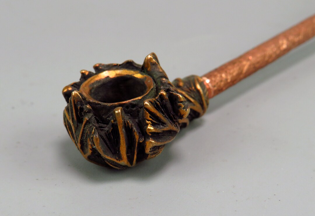 Pot in Leaf Pipe, Handcrafted Custom Bronze Set, Unique Smoking ...