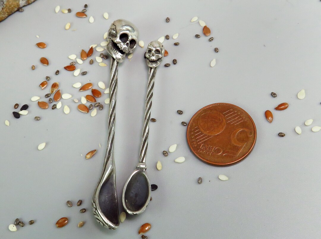 Skull Silver Mini Spoon, Handmade Apocalyptic Jewelry Gift, Gothic ...