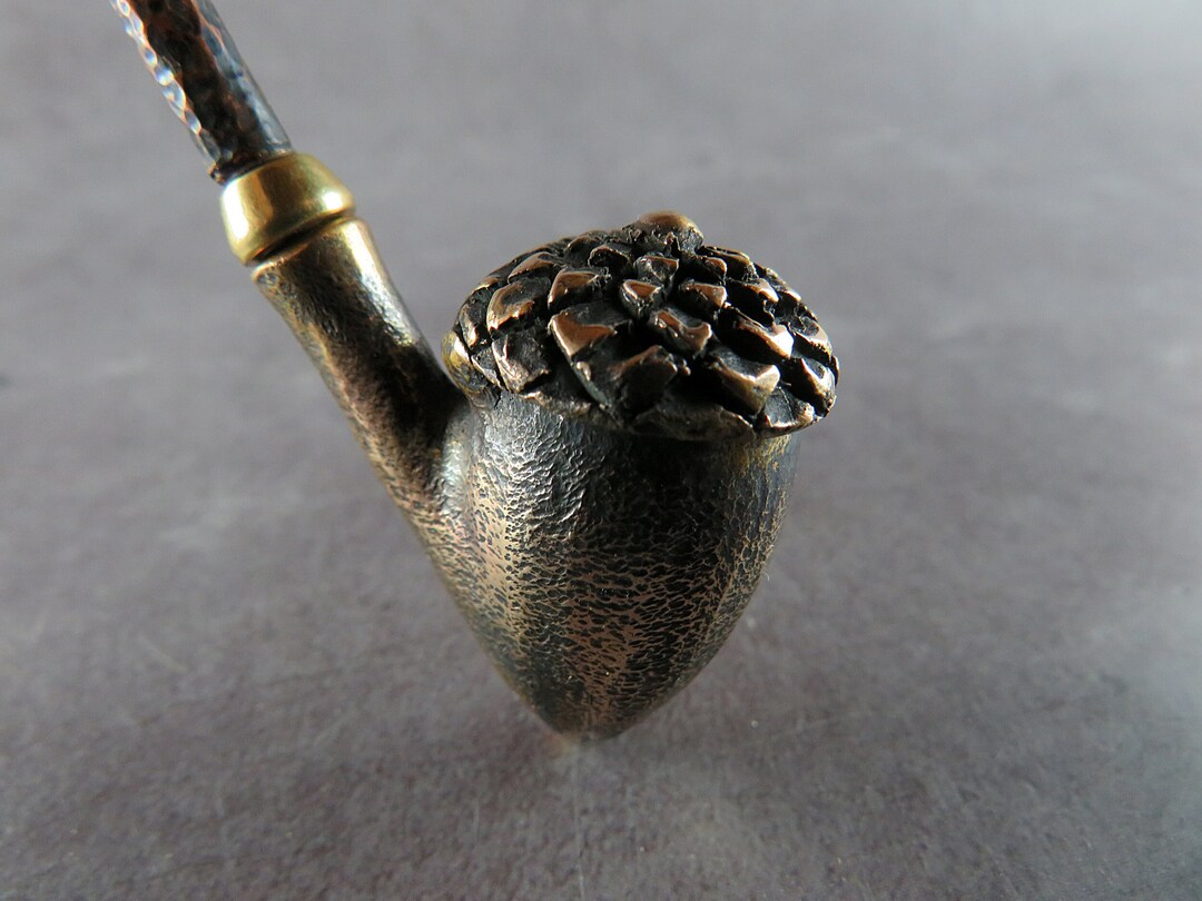 Oak Acorn Churchwarden Pipe With Lid, Handcrafted Bronze Set, Freehand ...