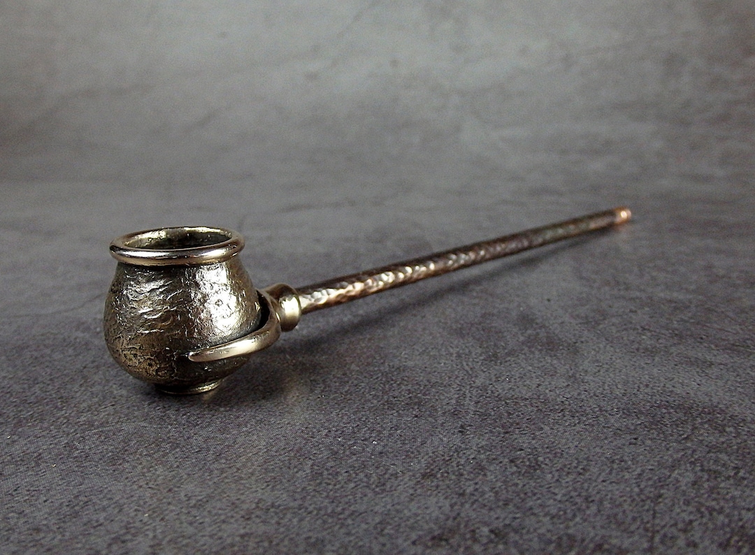 Big Pot Smoking Pipe, Handcrafted Bronze Pot With Grip, Creative Signed ...