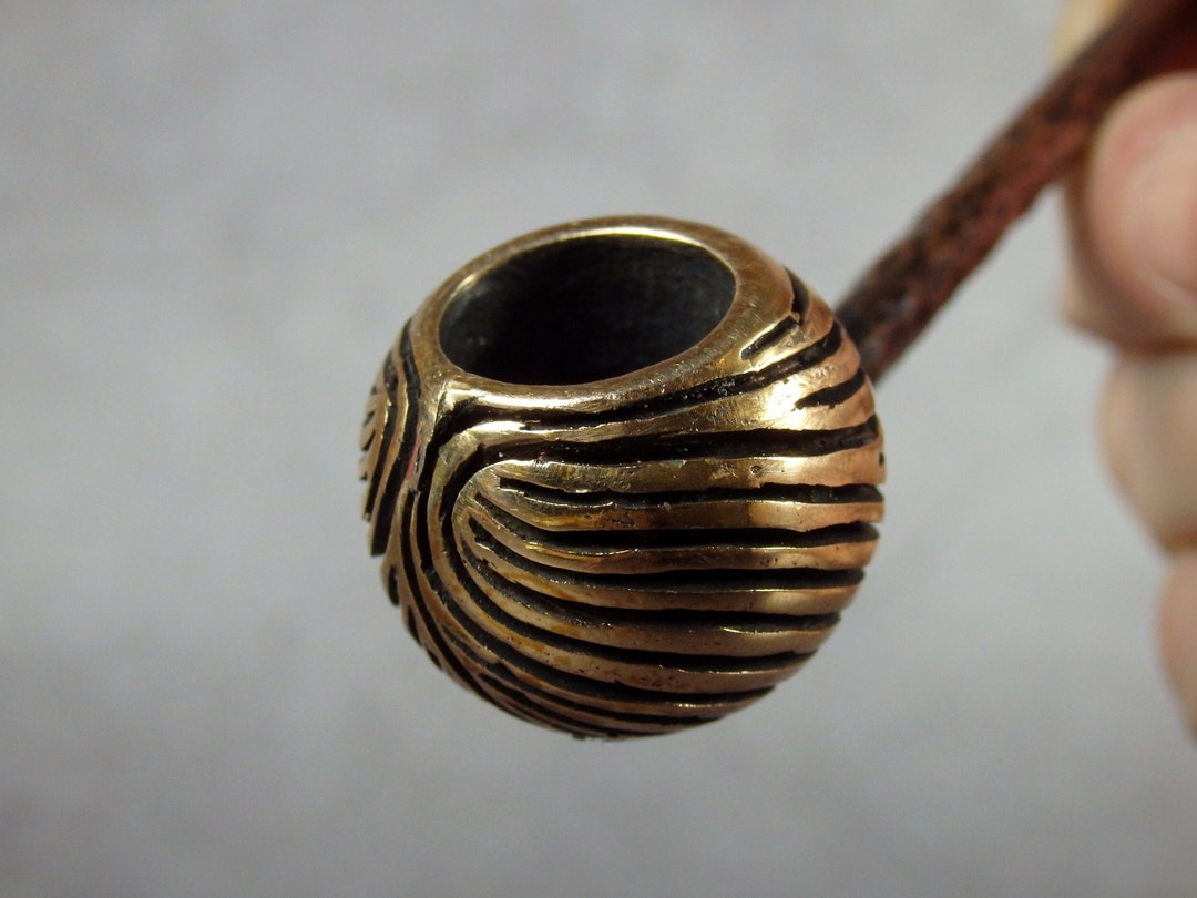 Carved Ball Smoking Pipe, Original Handmade Bronze Set, Handcrafted ...