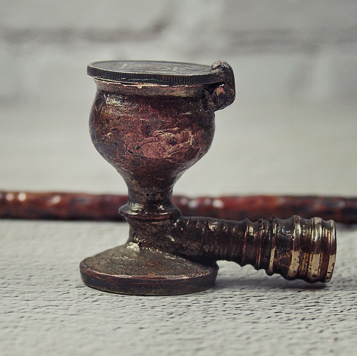 Smoking Pipe From Coin Custom Bronze Money-pipe With Lid - Etsy