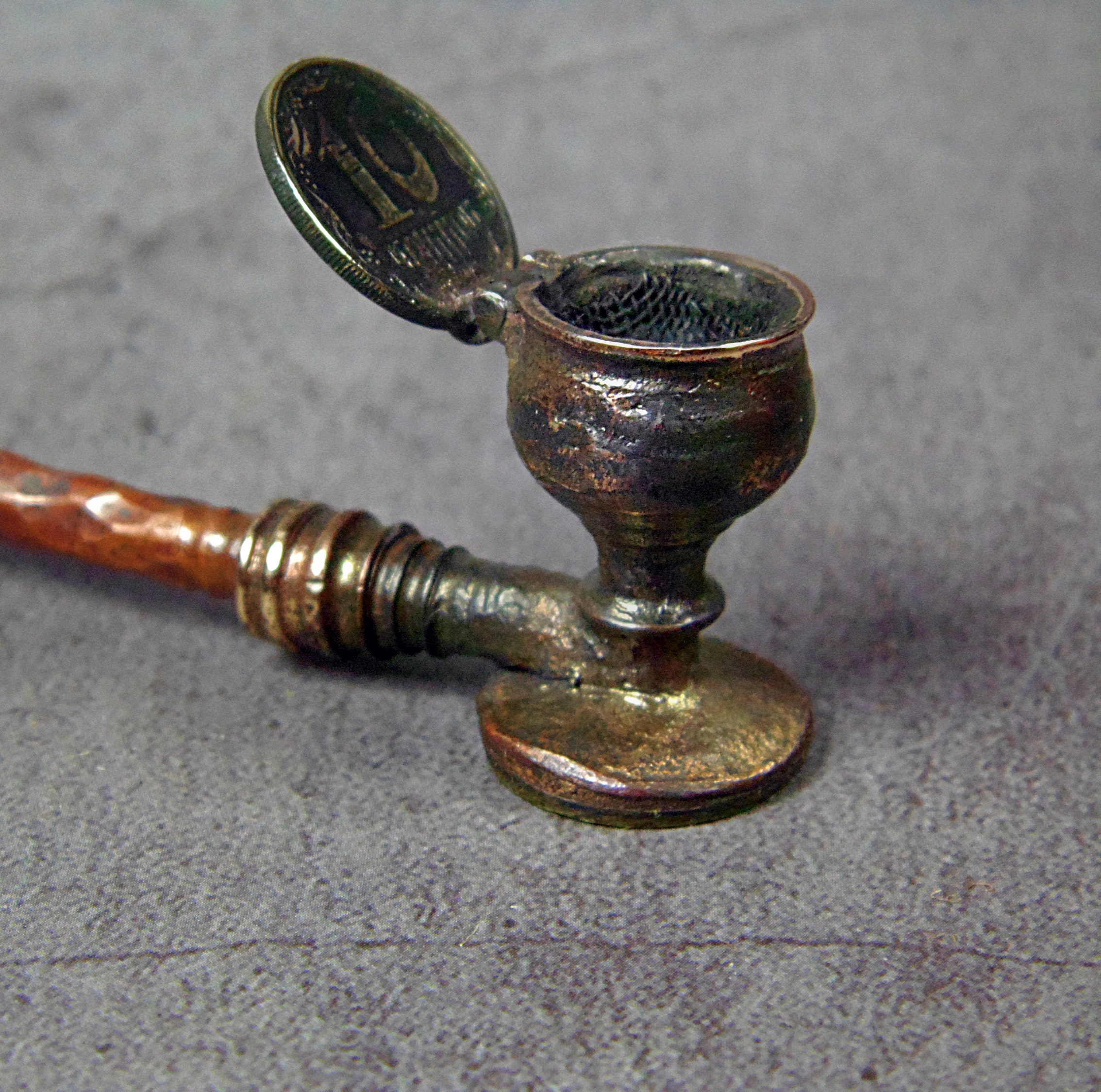 Smoking Pipe From Coin Custom Bronze Money-pipe With Lid - Etsy
