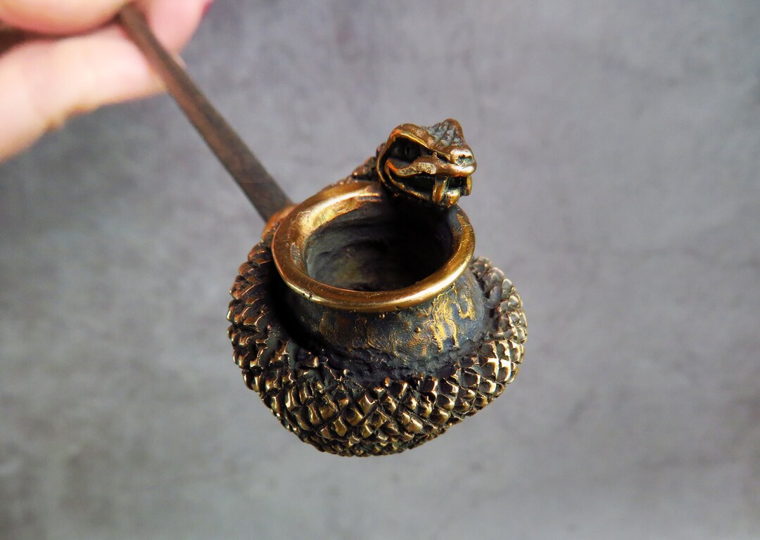 Snake With Pot Smoking Pipe, Original Handcrafted Symbol Medicine ...