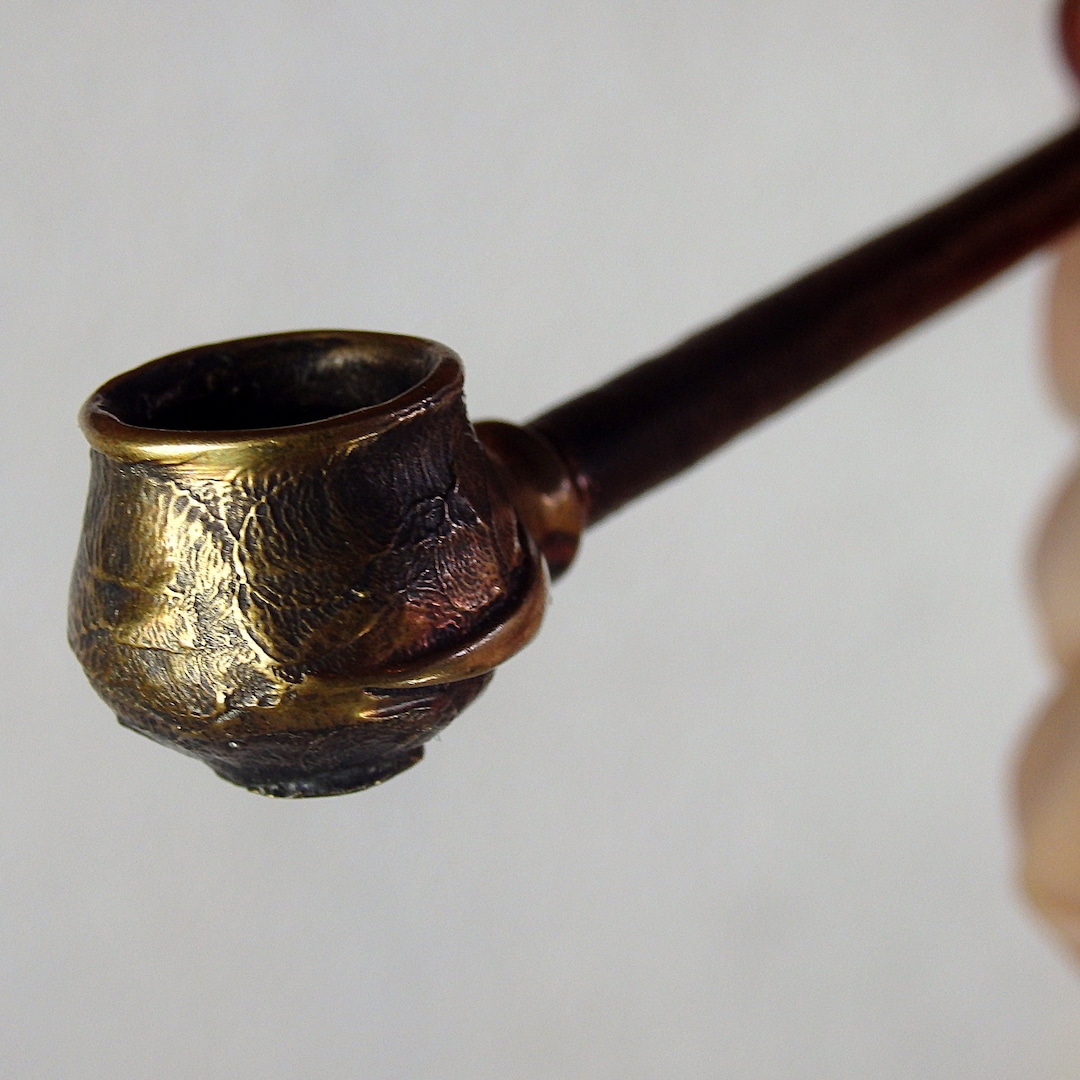 Small Bronze Pot Smoking Pipe, Handcrafted Pot With Grip, Unique ...