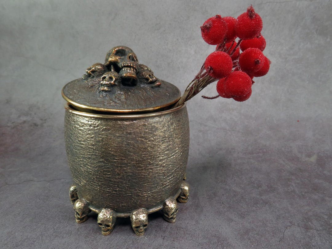 Necromancer's Box, Ashtray or Casket With Skulls, Bronze Souvenir in ...
