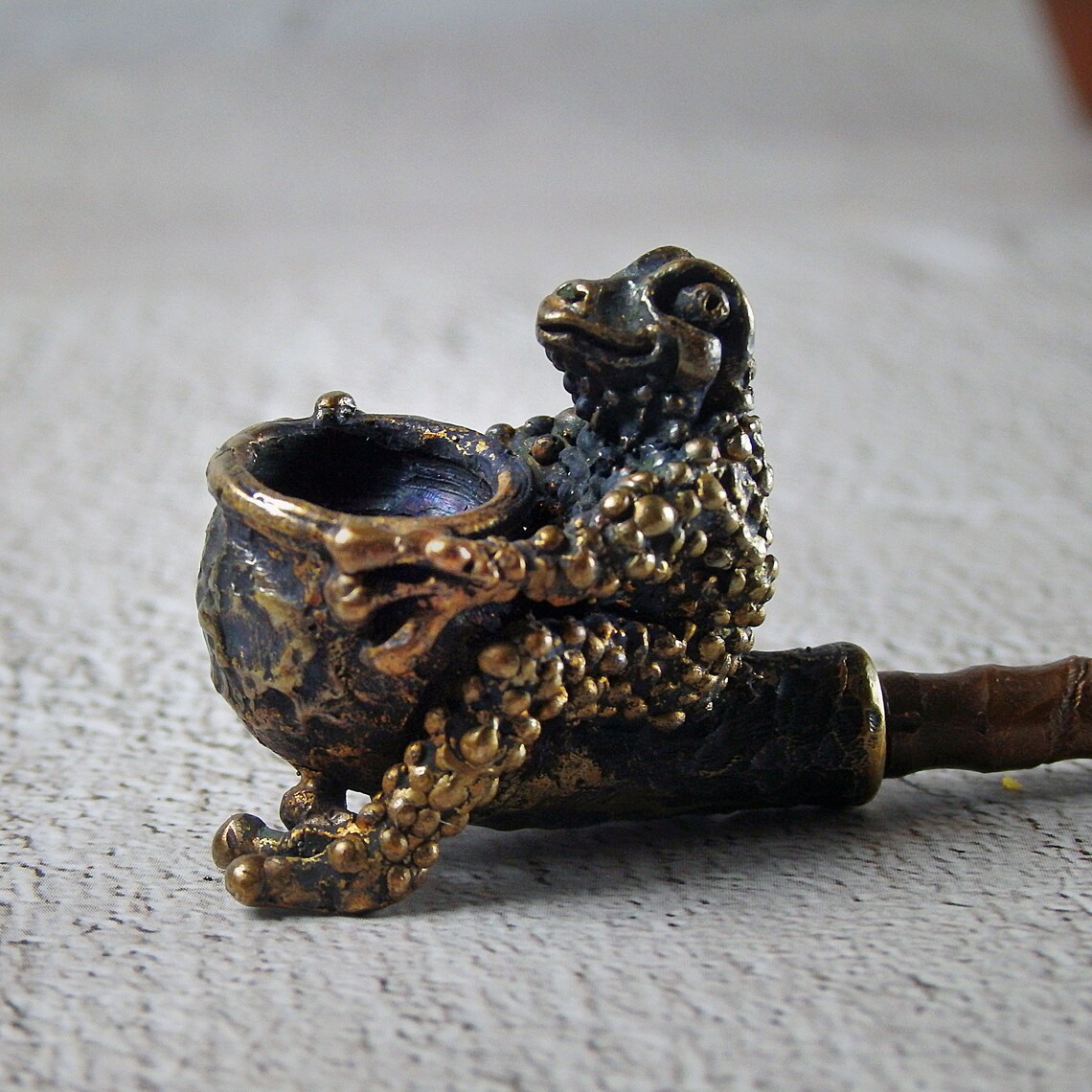 Frog smoking pipe original hand made pipe custom bronze | Etsy