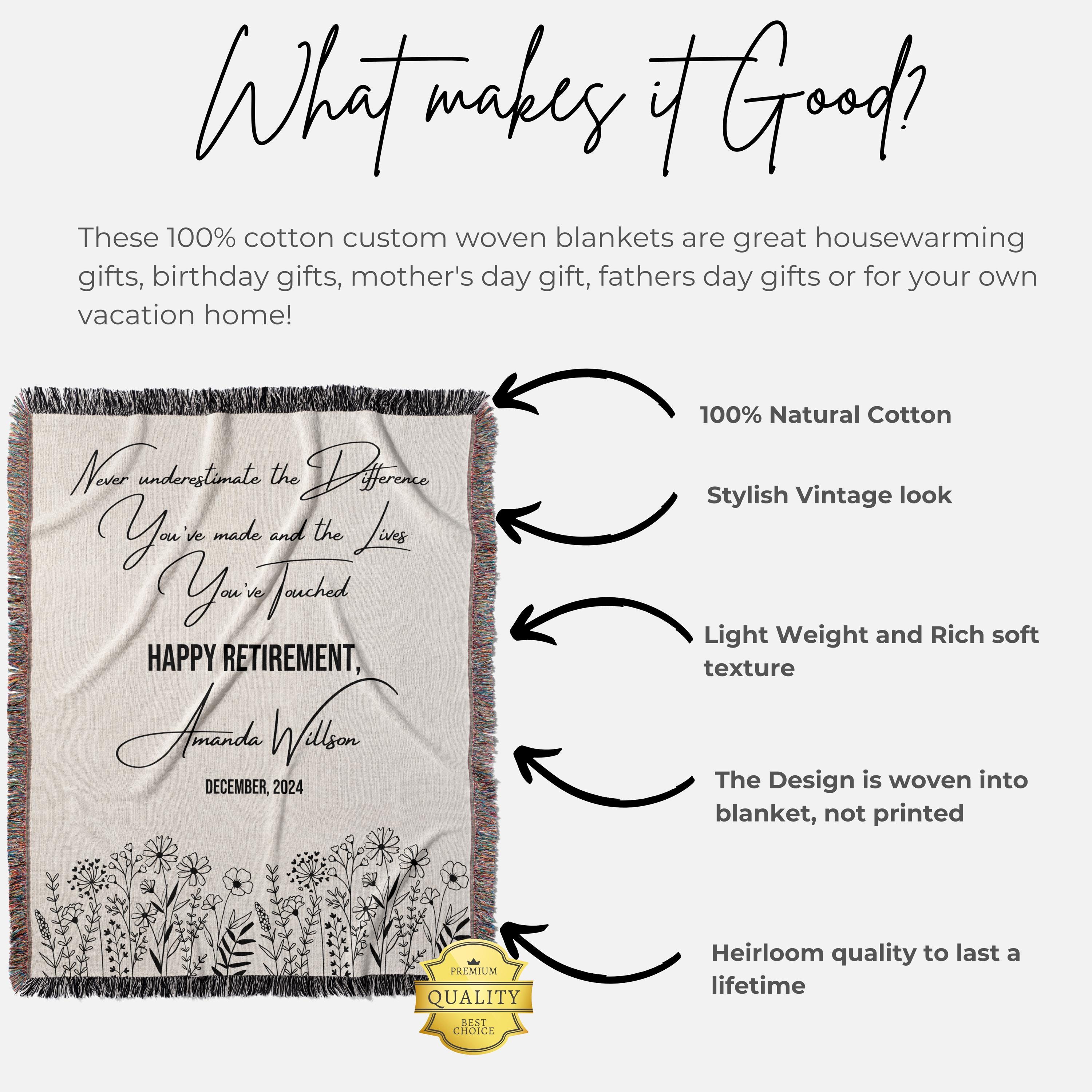Personalized Retirement Blanket Custom Gift for Women Coworker Farewell ...
