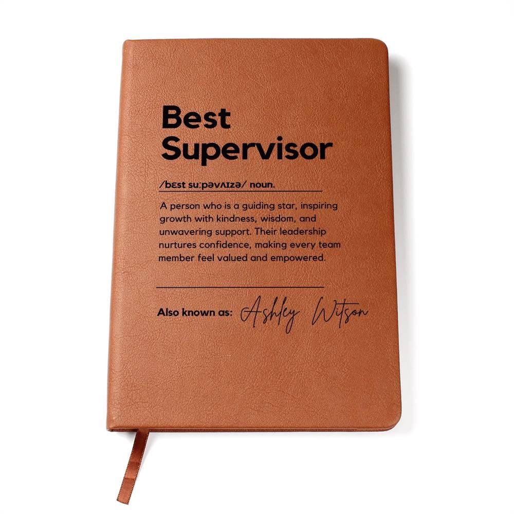 Personalized Leather Journal Best Supervisor Notebook Custom Text ...