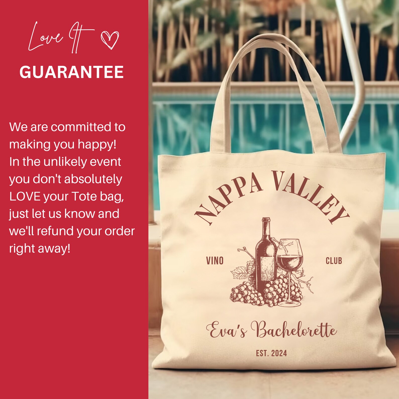 Personalized Napa Bachelorette Totes Custom Winery Bachelorette Tote ...