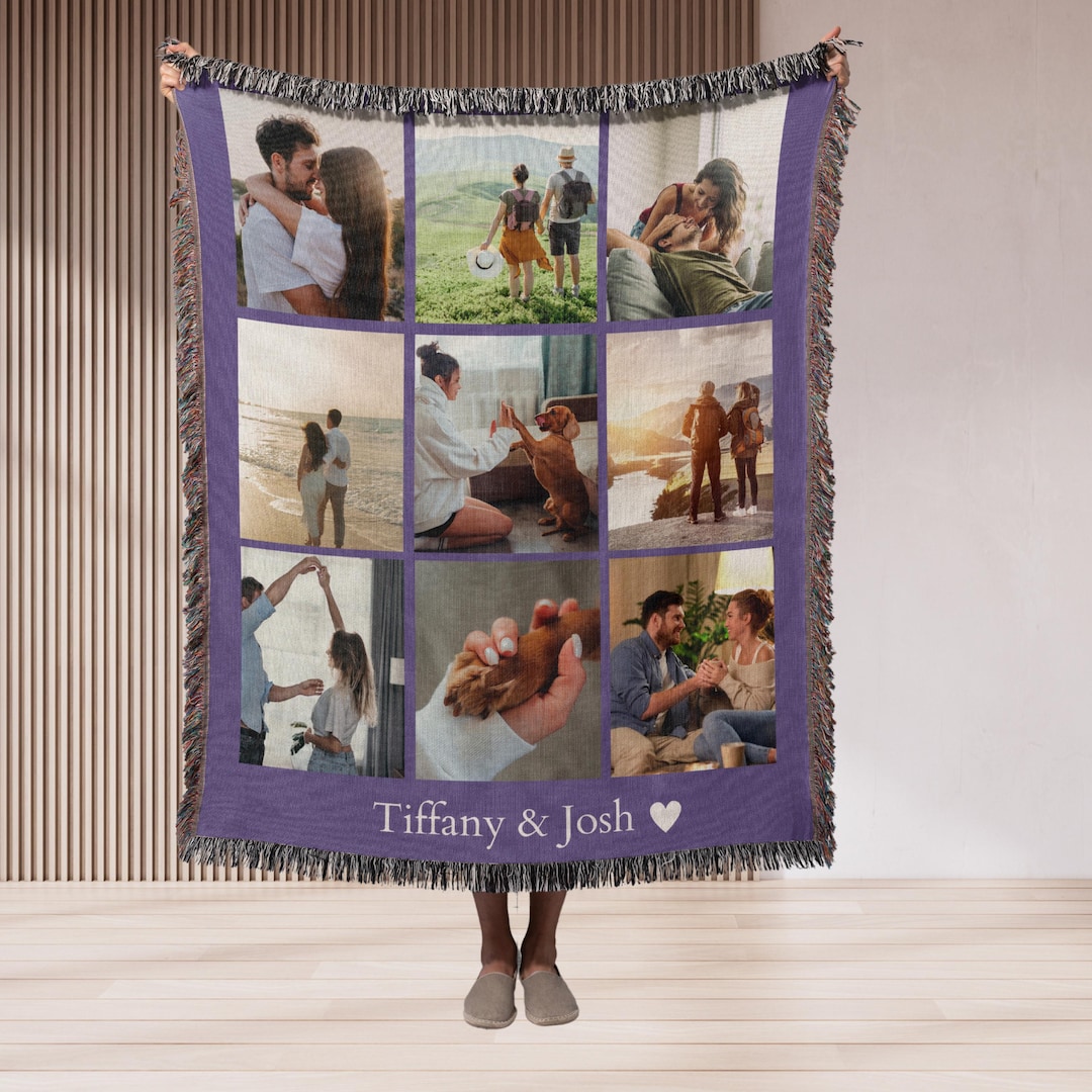 CUSTOM Photo Blanket Personalized Photo Woven Cotton Throw Custom ...