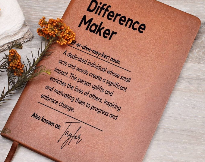 Personalized Difference Maker Journal Custom Difference Maker Gift Difference Maker Definition ...