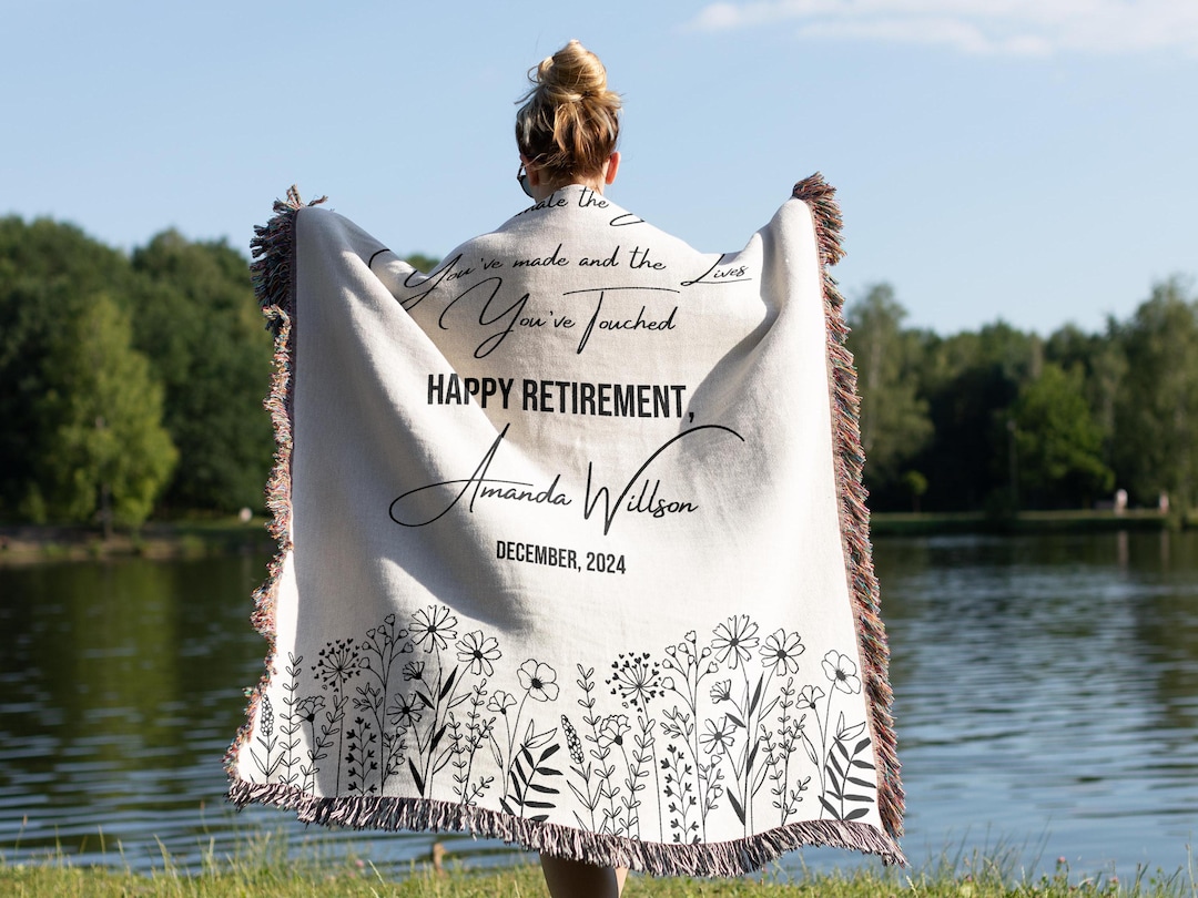 Personalized Retirement Blanket Custom Gift for Women Coworker Farewell ...