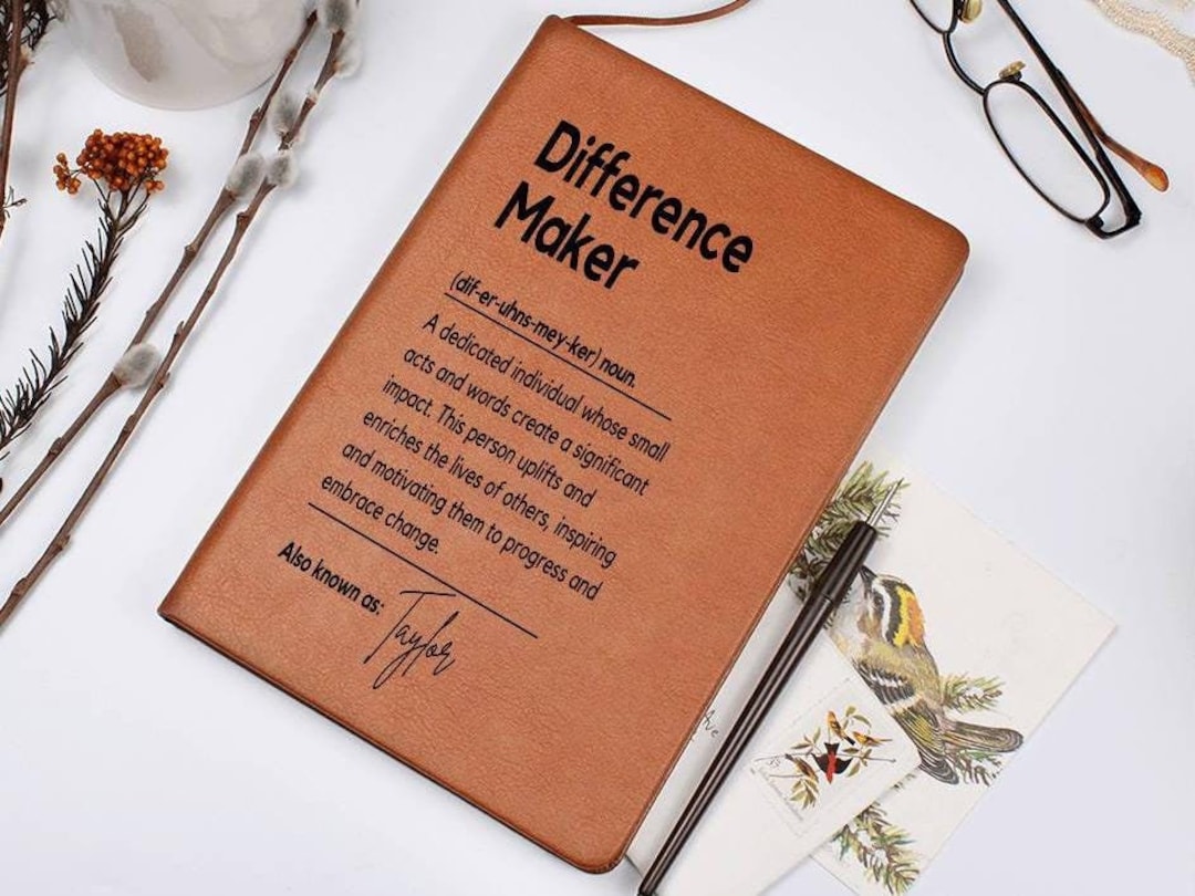 Personalized Leather Journal Difference Maker Journal Custom Difference ...