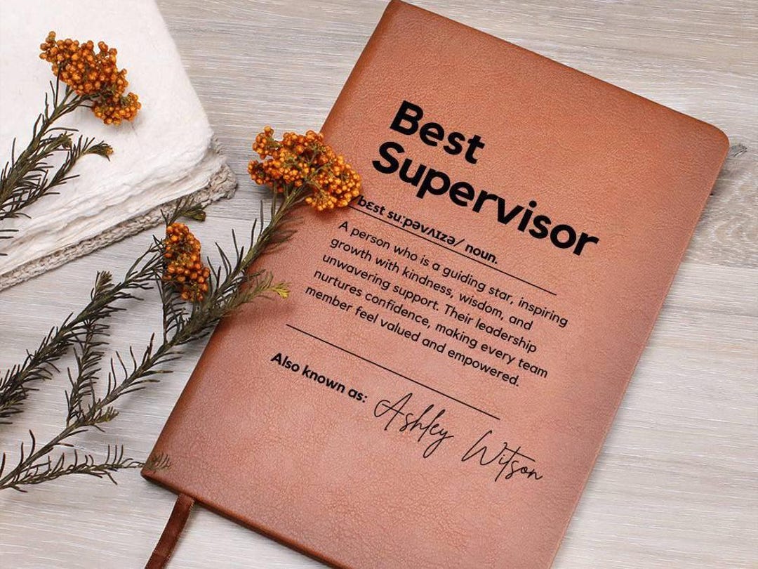 Personalized Leather Journal Best Supervisor Notebook Custom Text ...