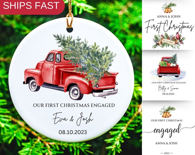 First Christmas Engaged Ornament 2023 Gift, Custom Christmas Ornament ...