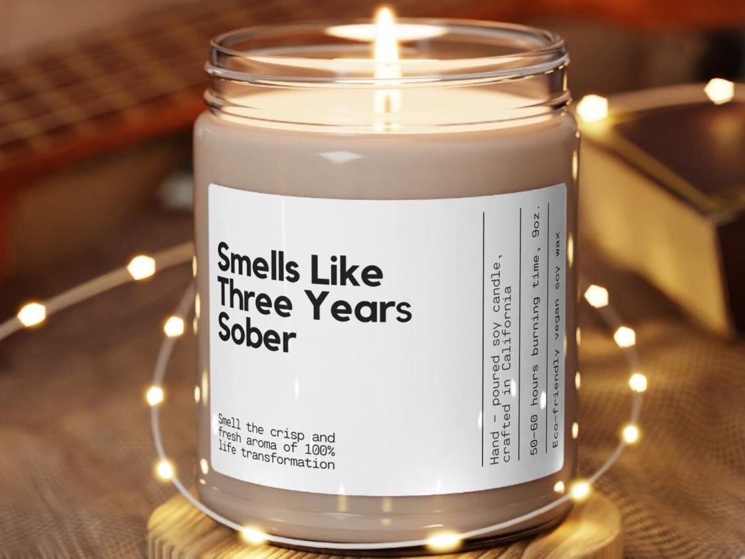 Three Years Sober Candle, Birthday Sober Gift, 3 Years Sober, Sober ...