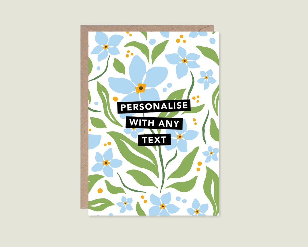 Personalised Card - Forget Me Not - Flower - Card - Greeting Card ...