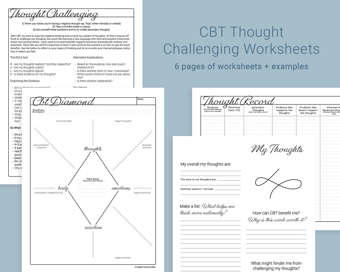 CBT Worksheet and Planner Bundle Printable/instant Download - Etsy