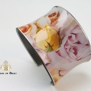 Handmade Cuff Bracelet Design yellow Rose, Gift for Her, Art Women ...