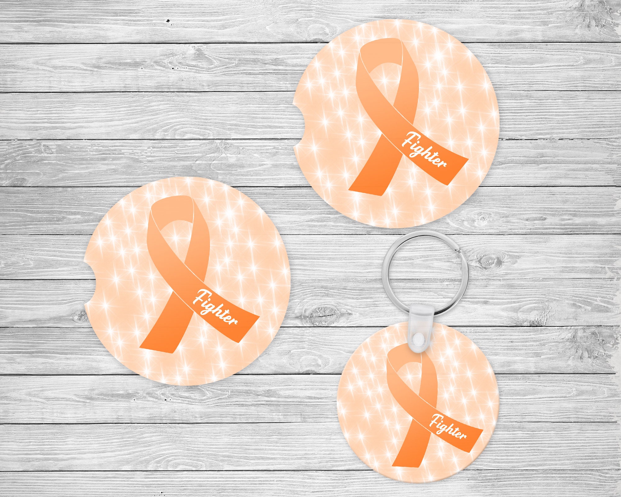 Leukemia Fighter Ceramic Car Coasters and Keychain Gift Set - Etsy