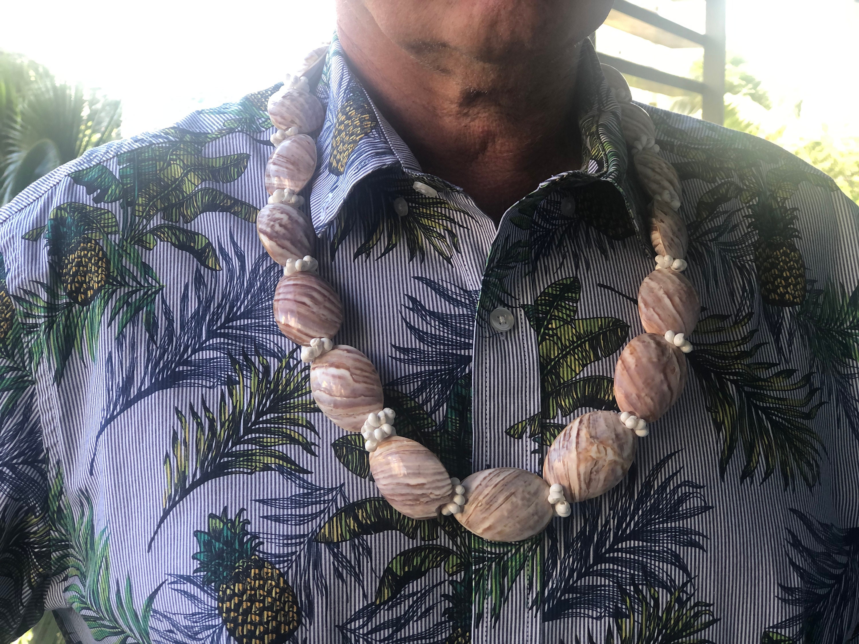 Shell Lei Brown Stripe Shell Lei Handmade Hawaii Lei | Etsy