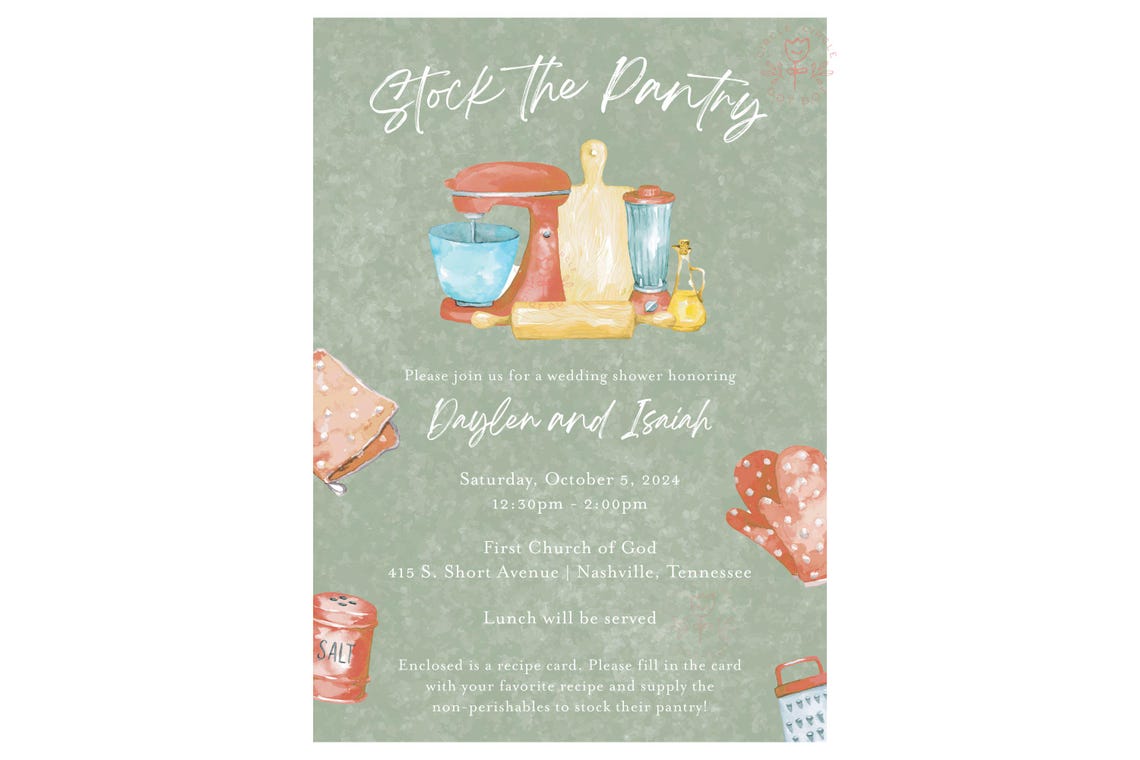 Stock the Pantry Shower, Bridal Shower, Kitchen Shower, Bride to Be ...