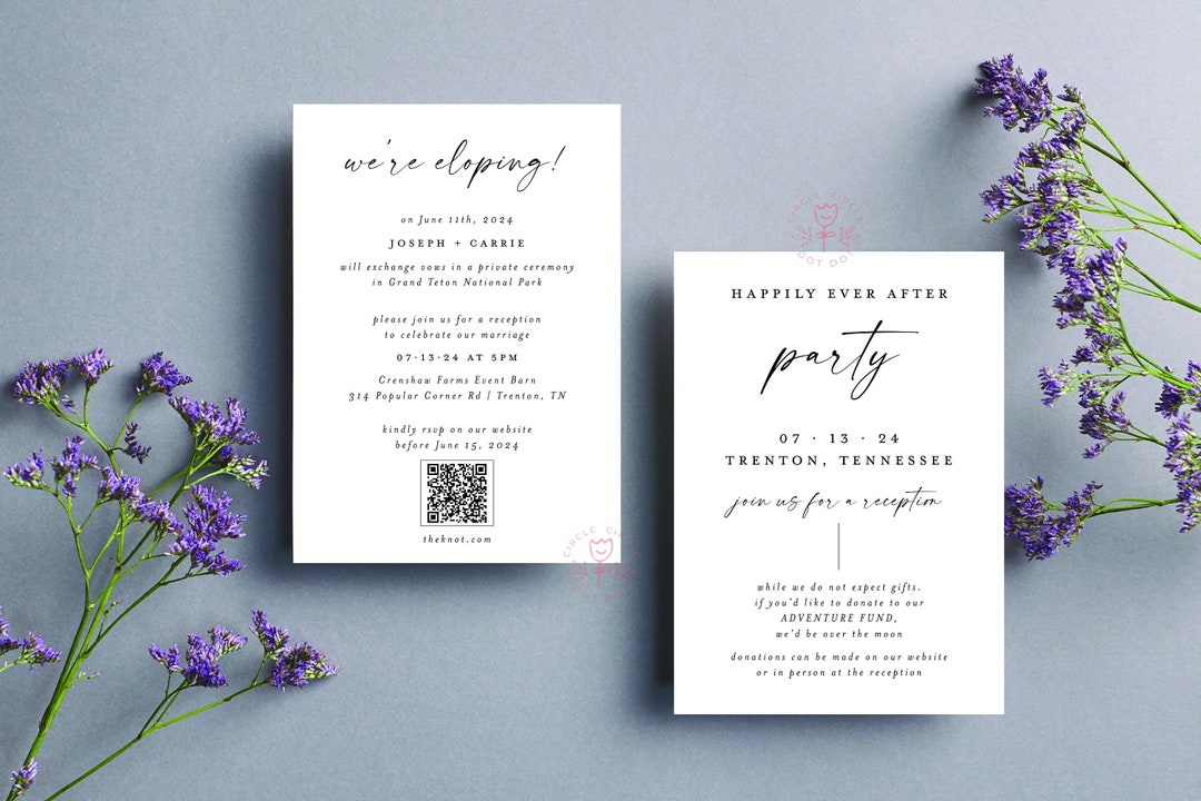 We're Eloping Invitation, Elopement Announcement, Wedding Invitation ...