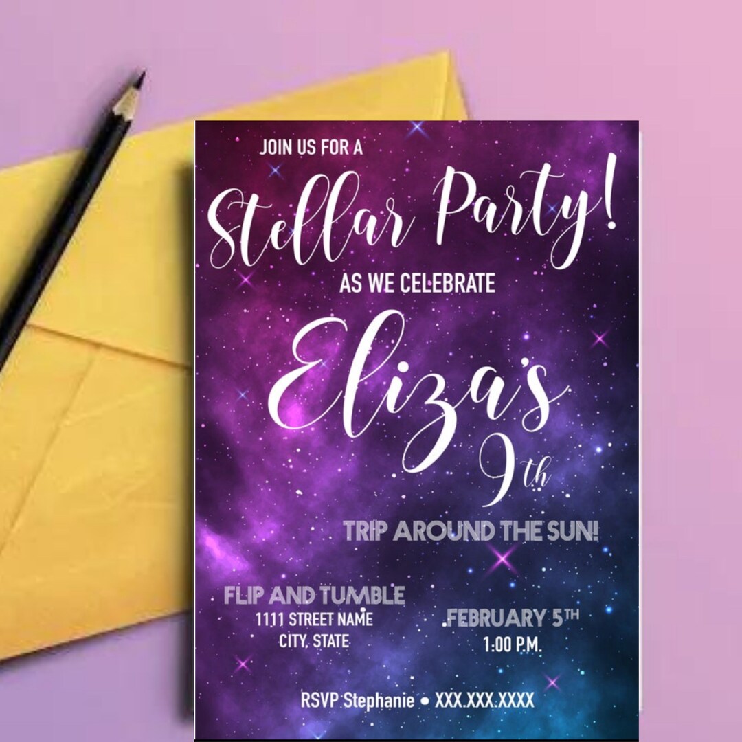 Stellar Space Theme Birthday Invitation - Etsy