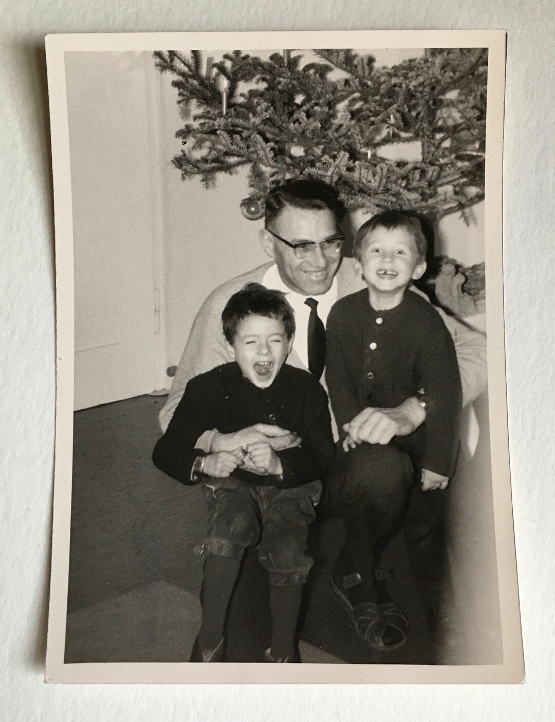 Vintage Photograph of Man With Kids, Vintage Christmas Photo, Antique ...