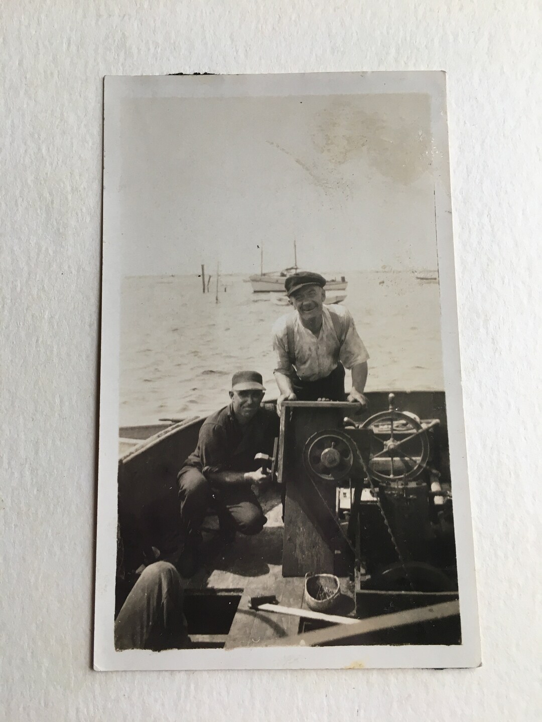 Vintage Photograph of Men on Boat, Antique Photo, Old Photo, Black and ...