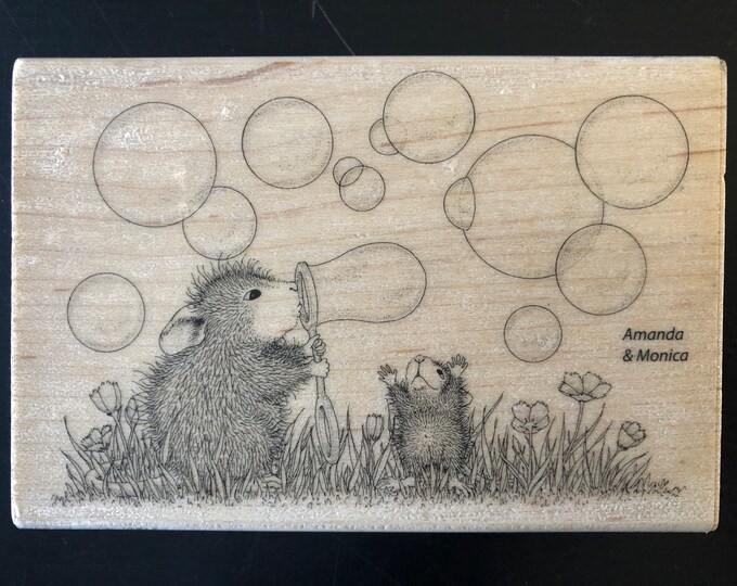 House Mouse Stamp Blowing Bubbles Stamp - Etsy