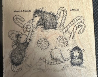New House Mouse Building Snowman With Candy Cane Hair Cling Stamp - Etsy