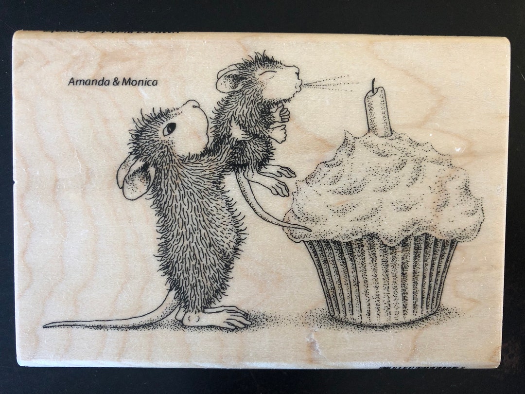 House Mouse Stamp Birthday Cupcake Stamp - Etsy