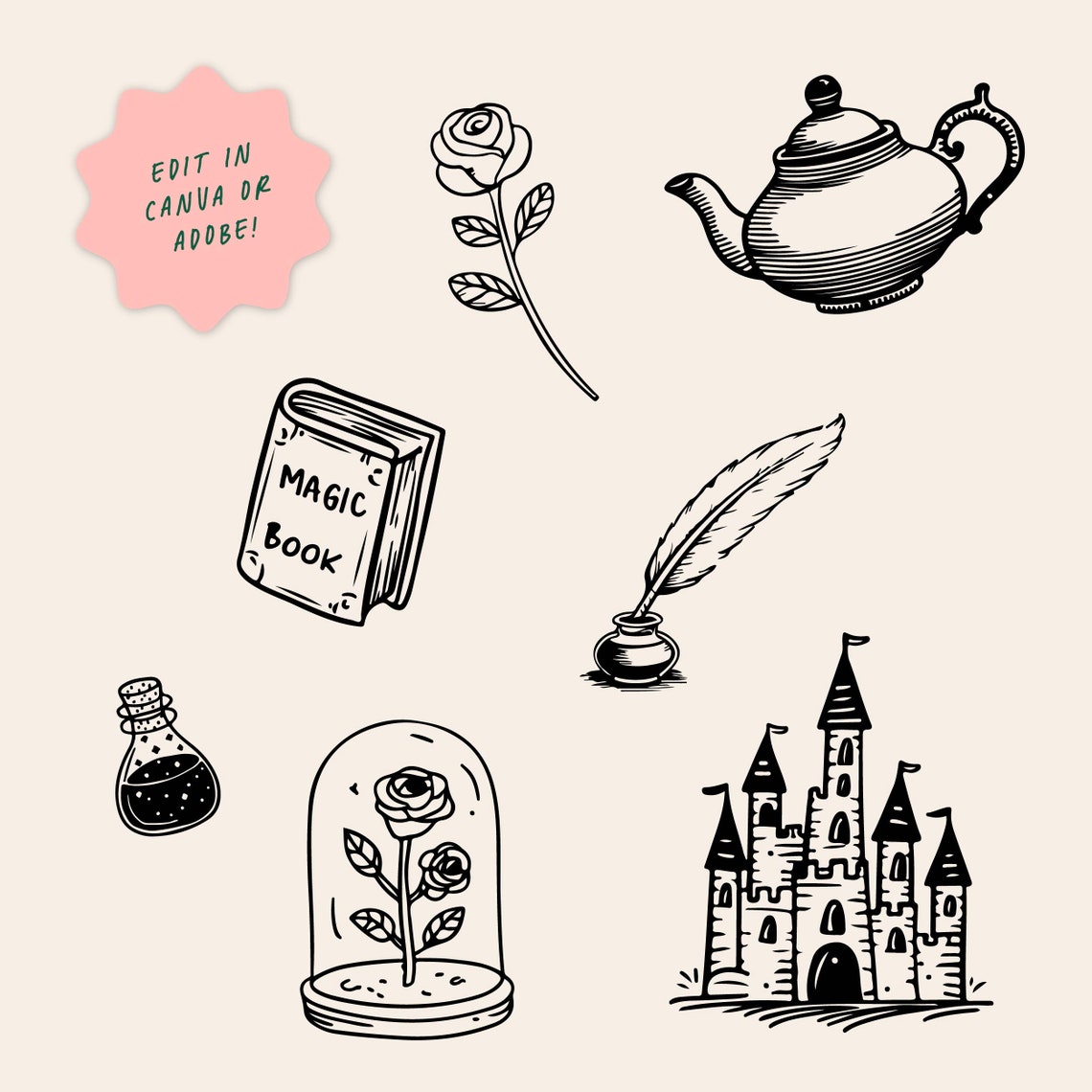 Book Club Icons Hand Drawn Clip Art for Book Club, Whimsical Icons for ...