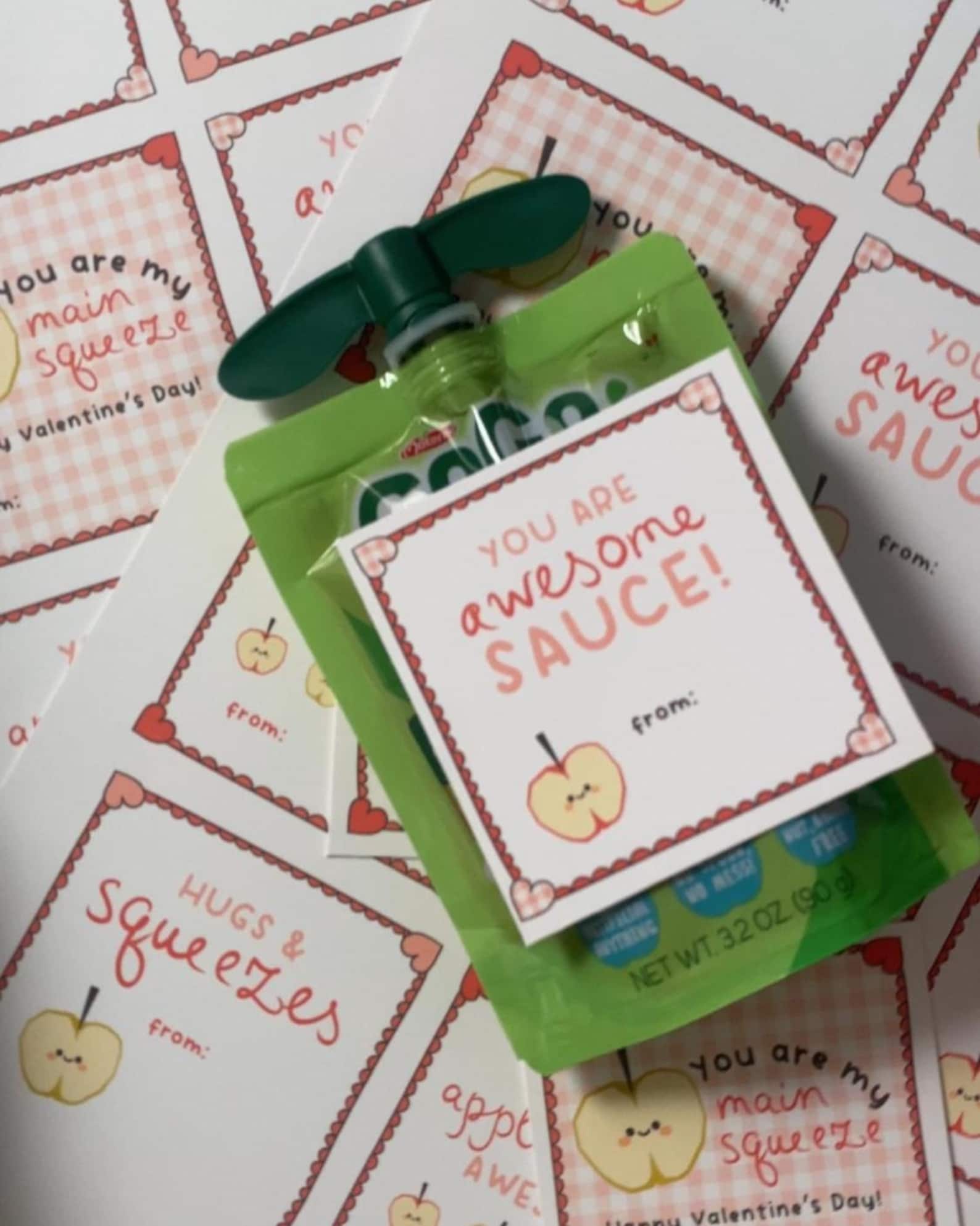Apple Sauce Valentine's Day Printable: You Are Awesome Sauce Card (PDF ...