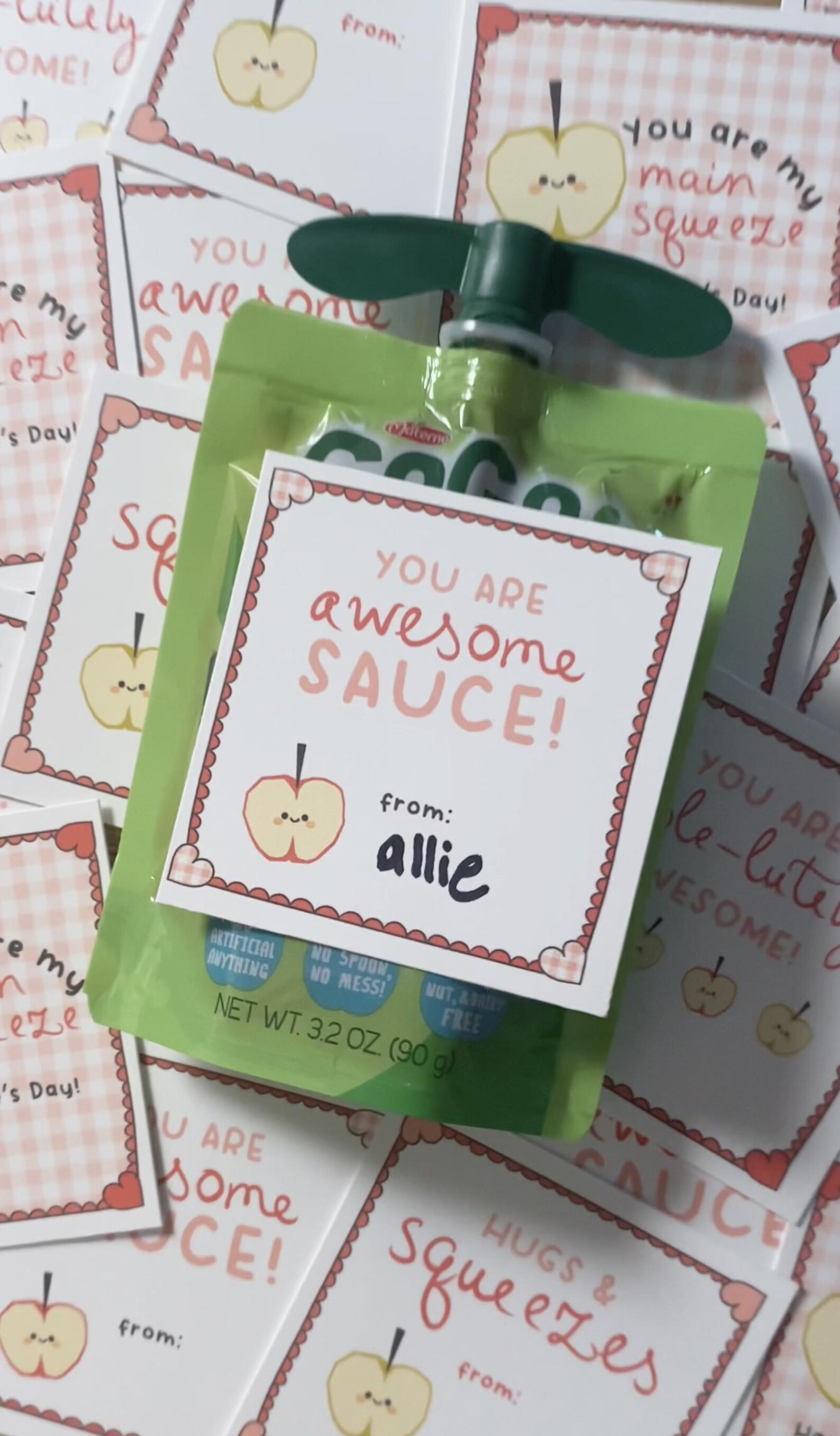 Apple Sauce Valentine's Day Printable: You Are Awesome Sauce Card (PDF ...