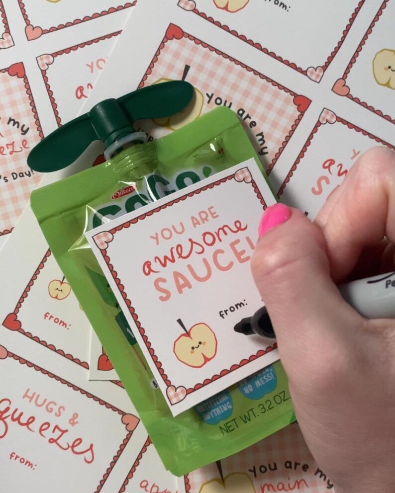 Apple Sauce Valentine's Day Printable: You Are Awesome Sauce Card (PDF ...