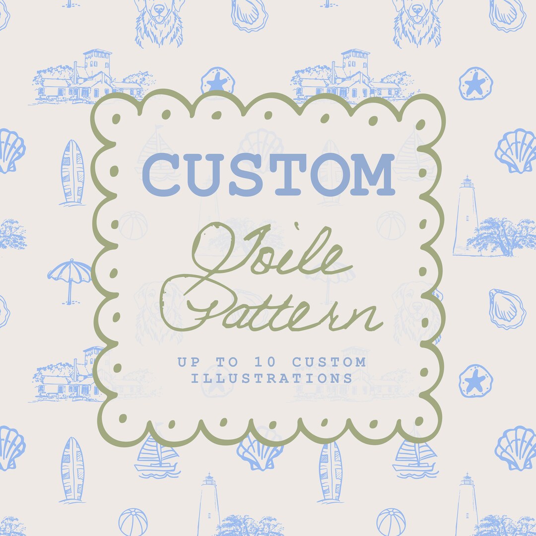 Custom Toile Pattern for Wedding Digital Download Handdrawn for ...