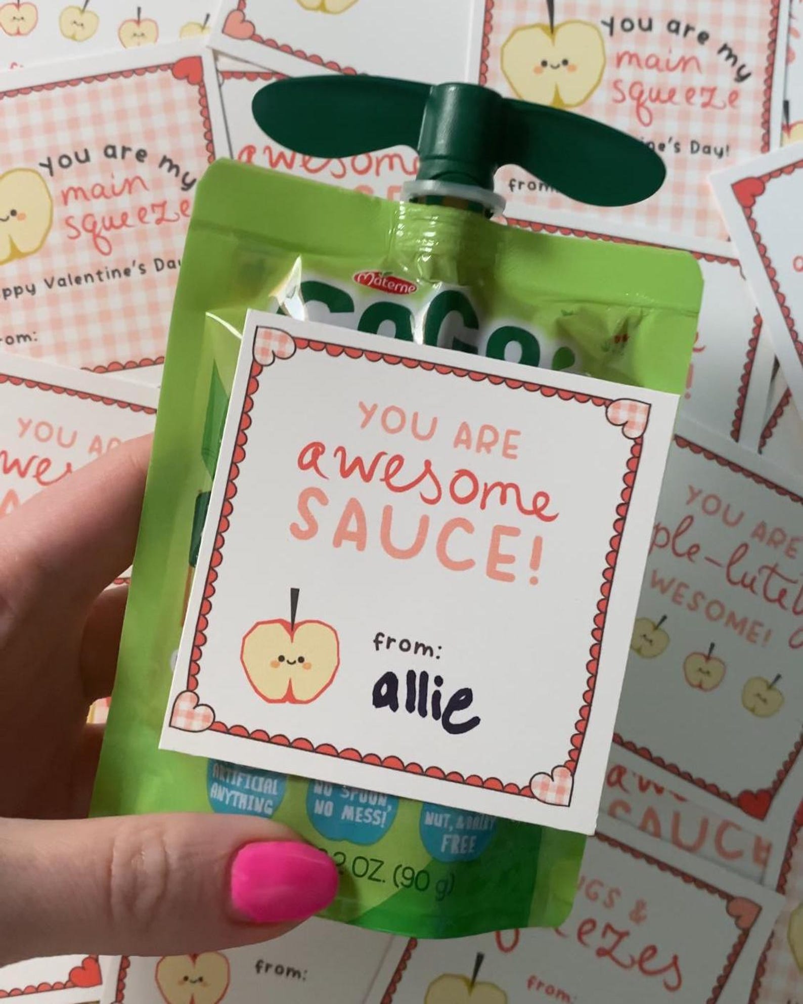 Apple Sauce Valentine's Day Printable: You Are Awesome Sauce Card (PDF ...