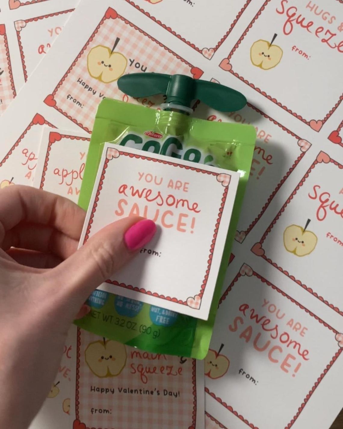 Apple Sauce Valentine's Day Printable: You Are Awesome Sauce Card (PDF ...
