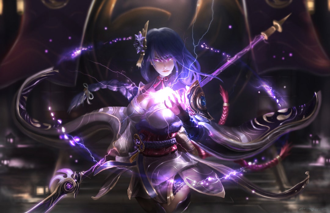 Genshin Impact Raiden Shogun Splash Art Illustration 11 - Etsy Canada