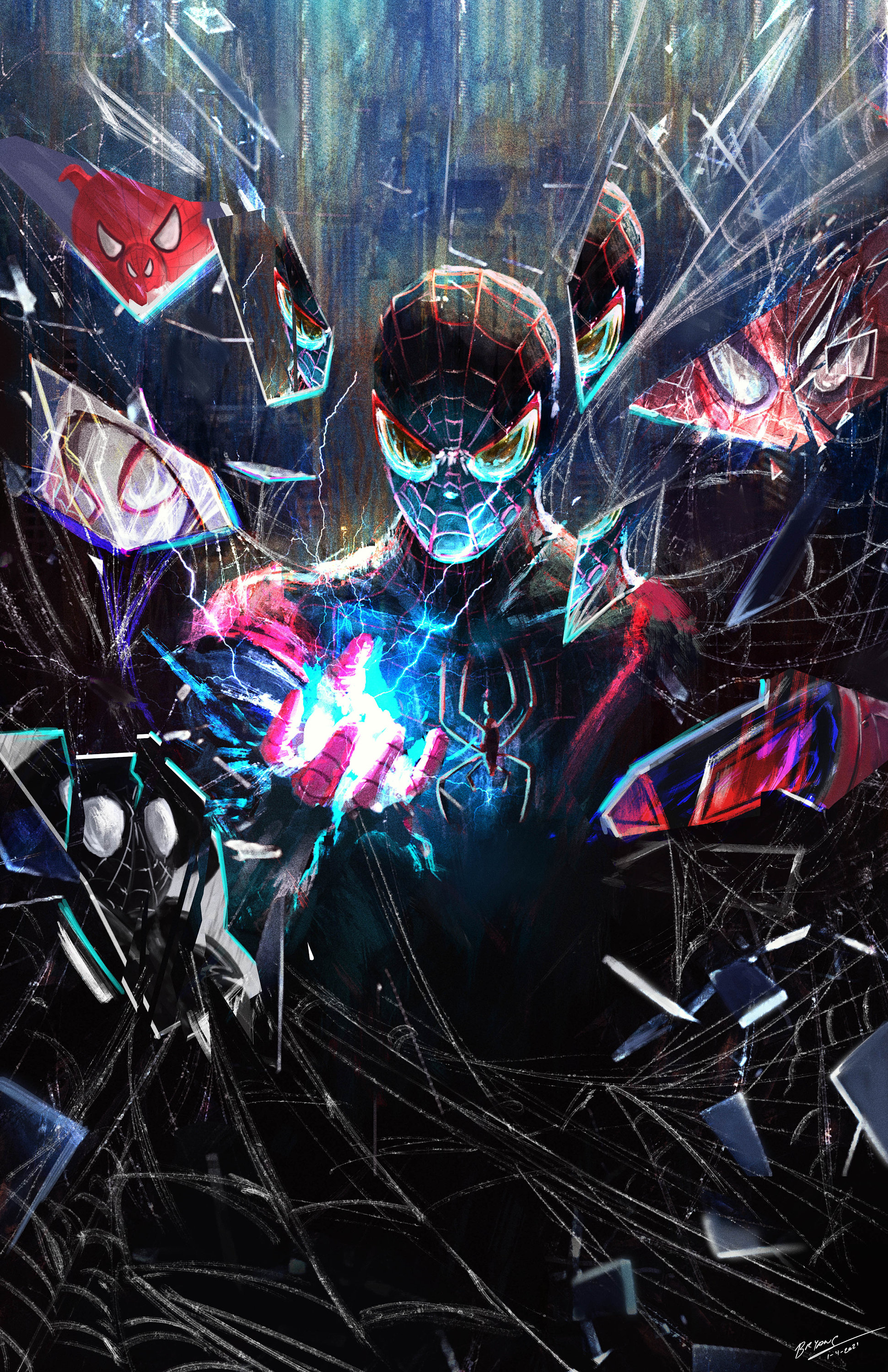 Spiderman Into The Spider Verse Fanart Ilustración Print 11 Etsy España